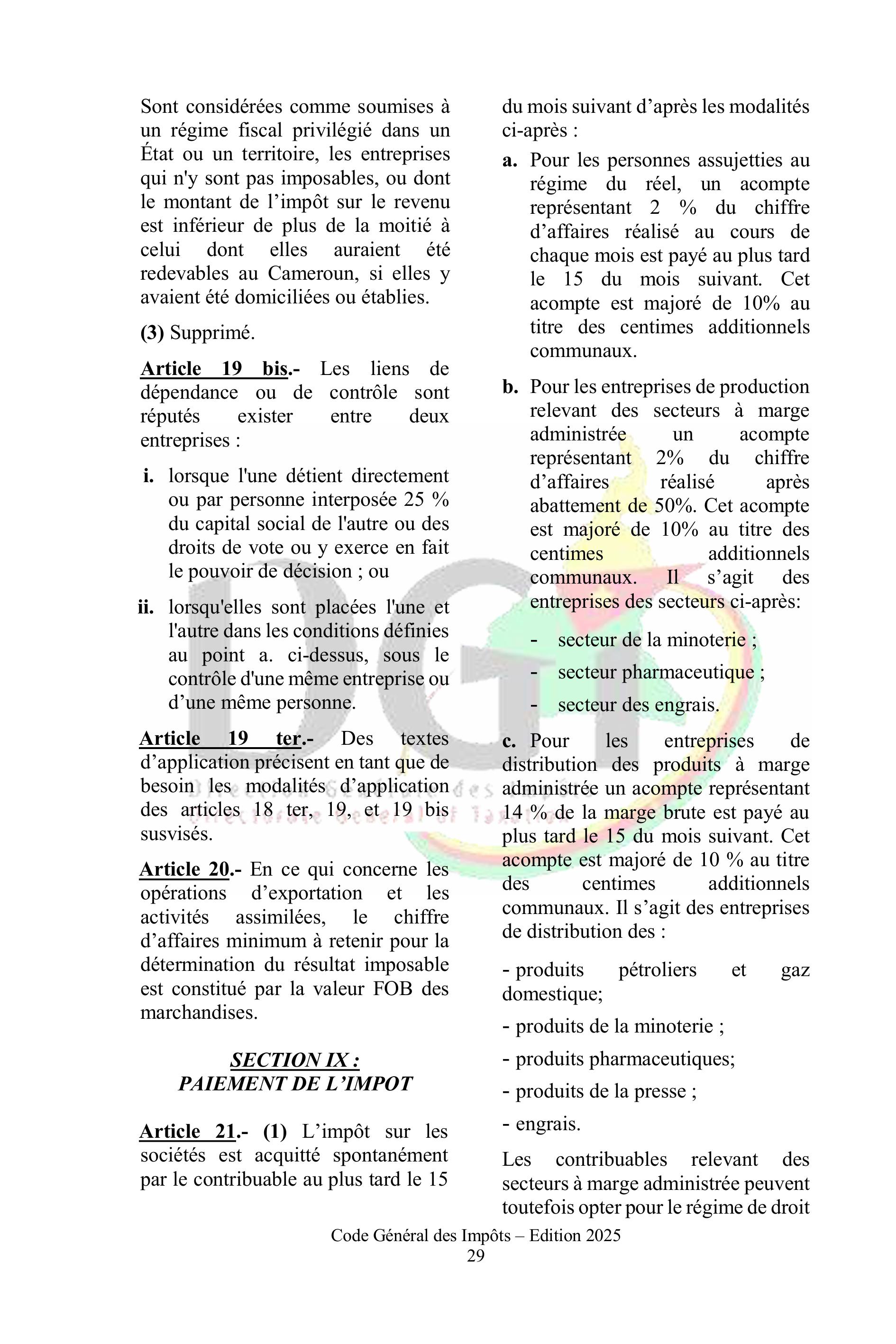 CODE GENERAL DES IMPOTS Mis à jour au 1er janvier 2025 | Direction Générale des Impôts (DGI)